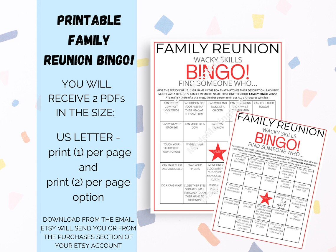 Family Reunion - Just Bingo Activity Pack, Family Reunion Games ...