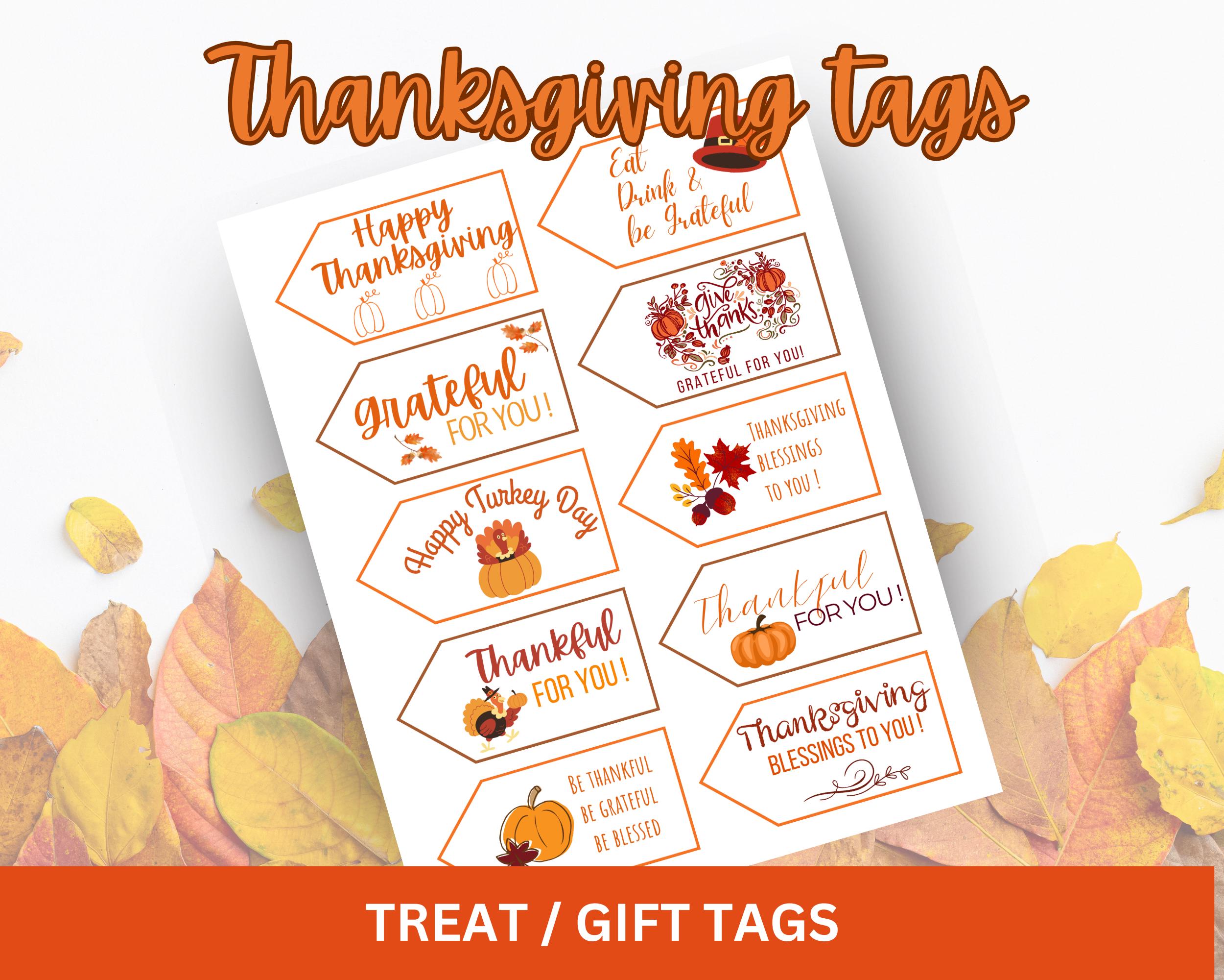 Thanksgiving Gift Tags, Thanksgiving Printable Tag, Thanksgiving Treat ...