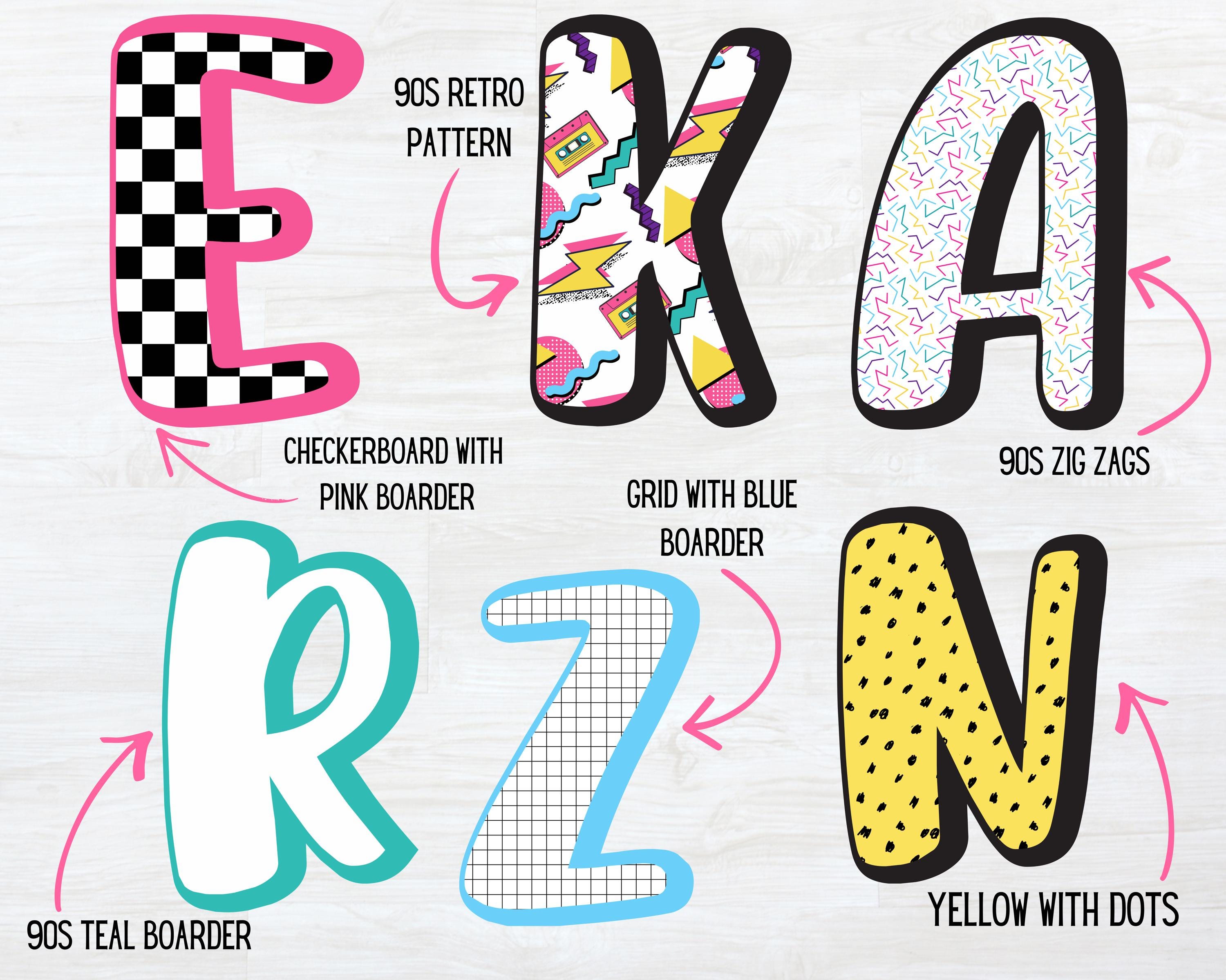 Retro 90s Bulletin Board Letters, Retro Bulletin Board Alphabet Kit ...