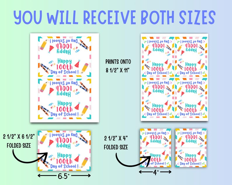 100th Day of School Treat Tags, 100th Day Treat Bag Tags, 100 Days ...