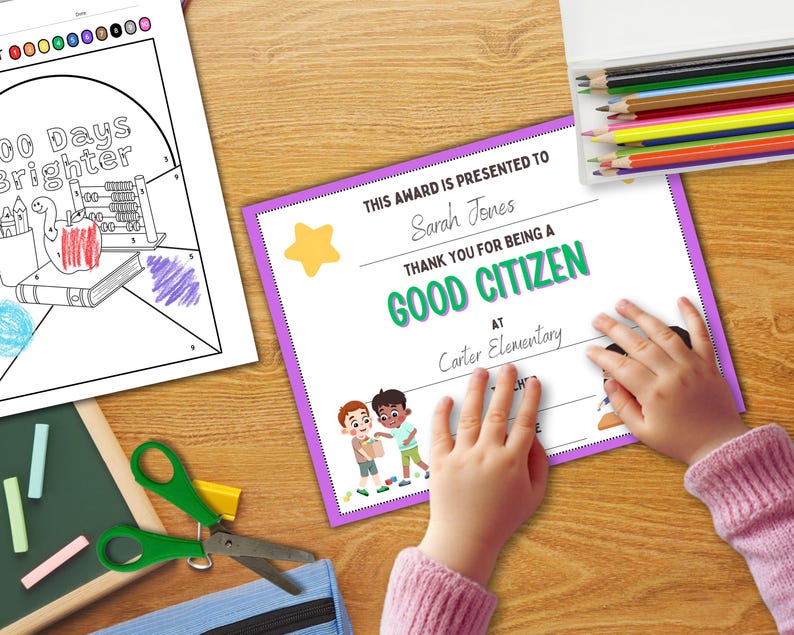 Good Citizen School Award, Kindergarten Congratulations, Elementary ...