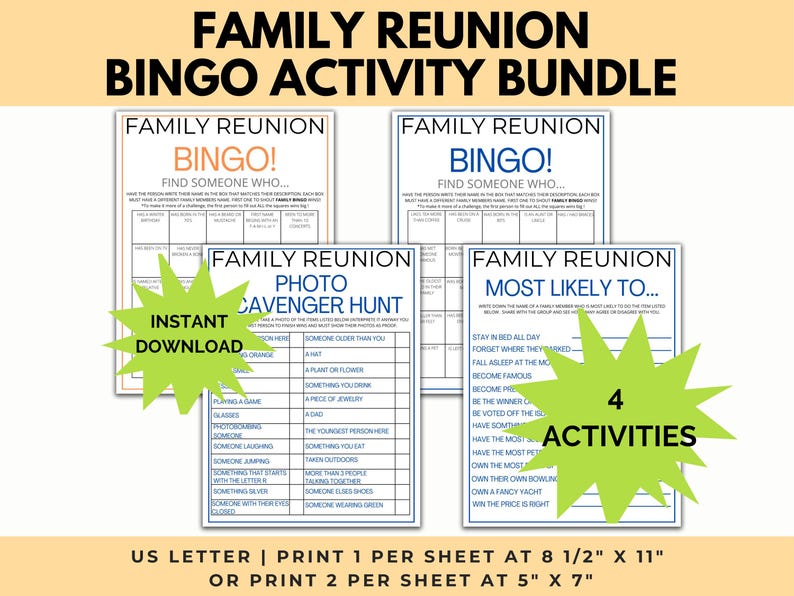 Family Reunion Activity Pack, Family Activity, Reunion Games, Reunion ...