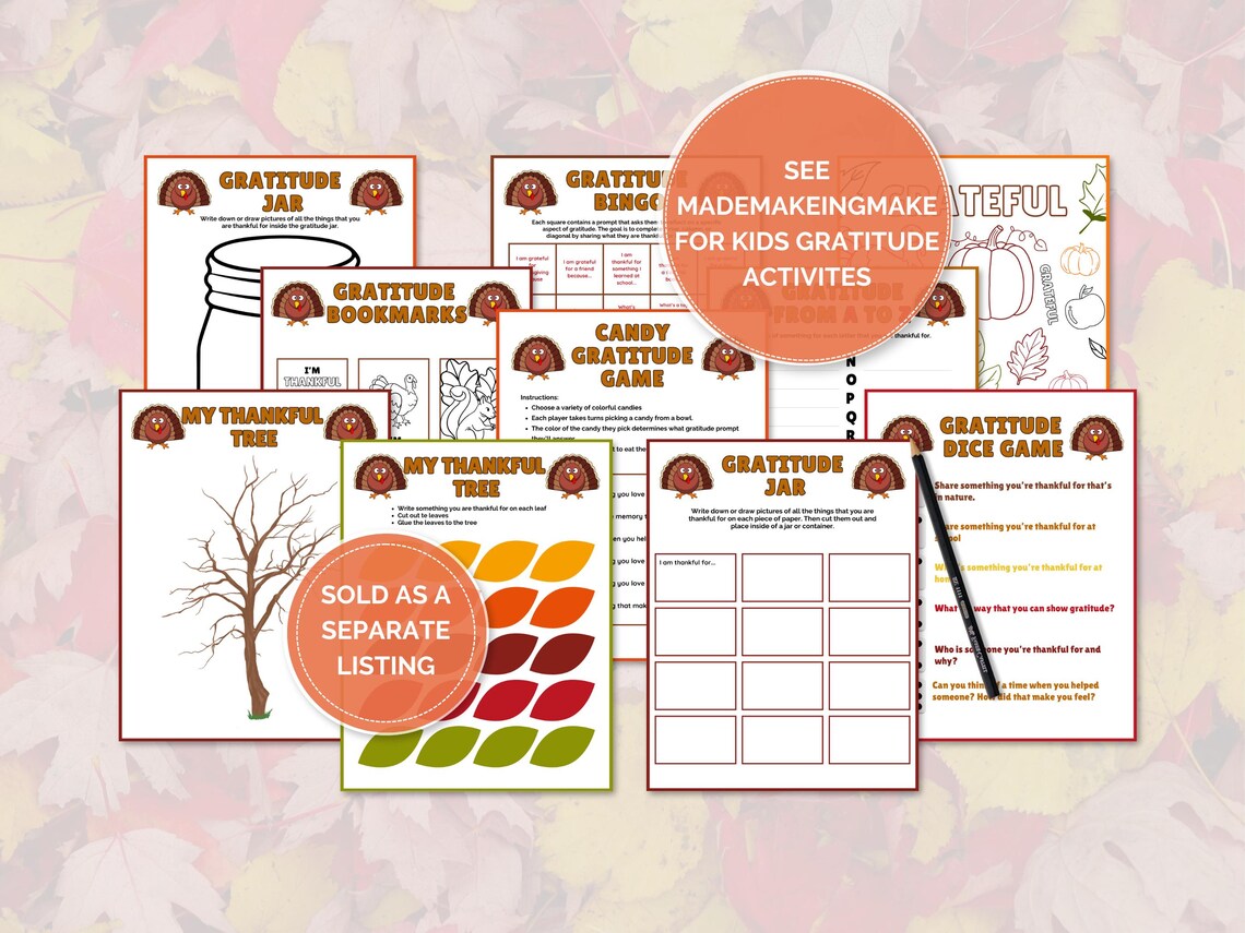 Adult Thanksgiving Gratitude Calendar, Gratitude Calendar, Thanksgiving ...