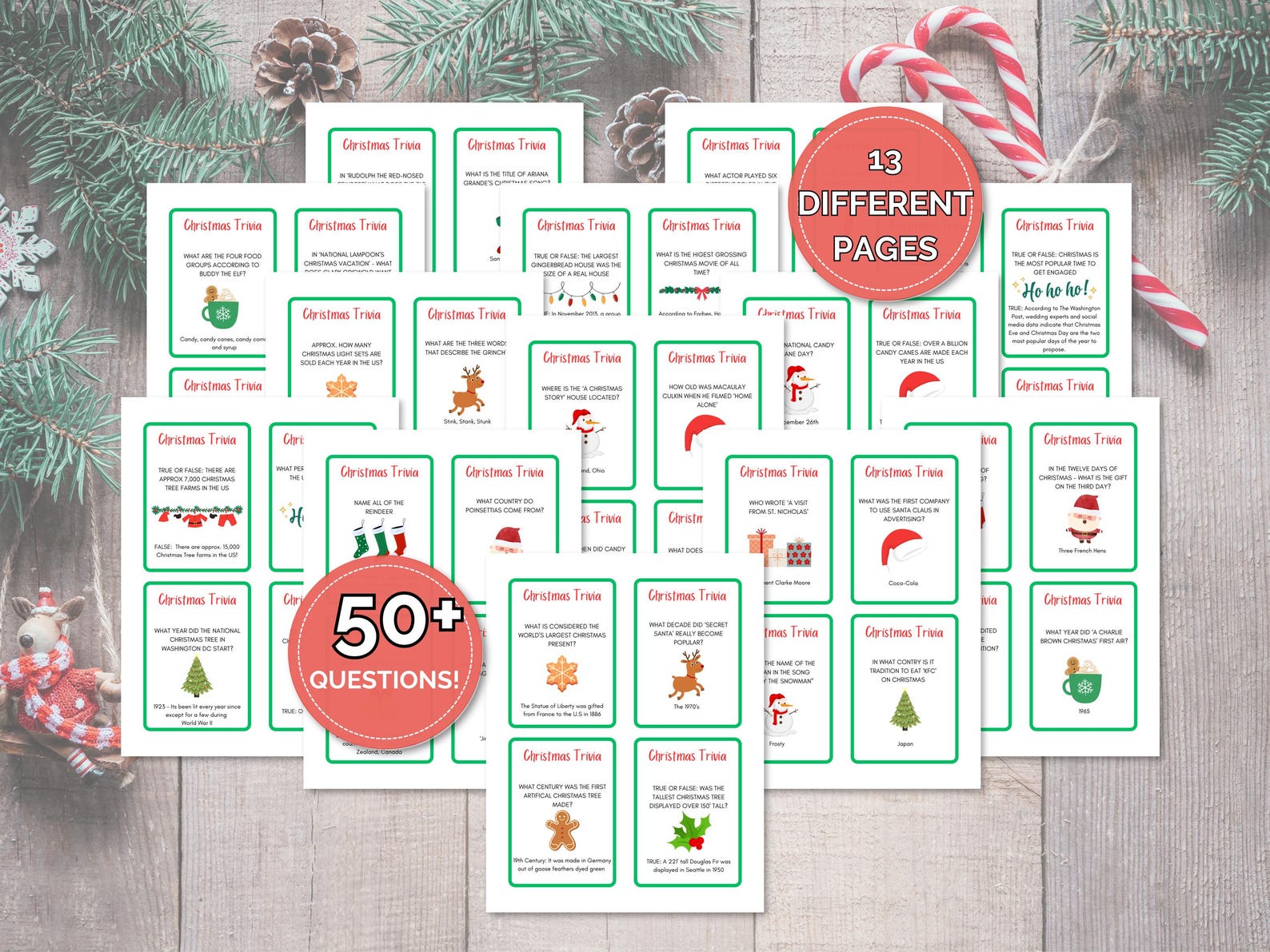 Christmas Trivia Cards, Holiday Trivia Cards, Christmas Trivia ...