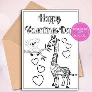 Kids Coloring Valentine's Card Bundle, Printable Valentines Crafts ...