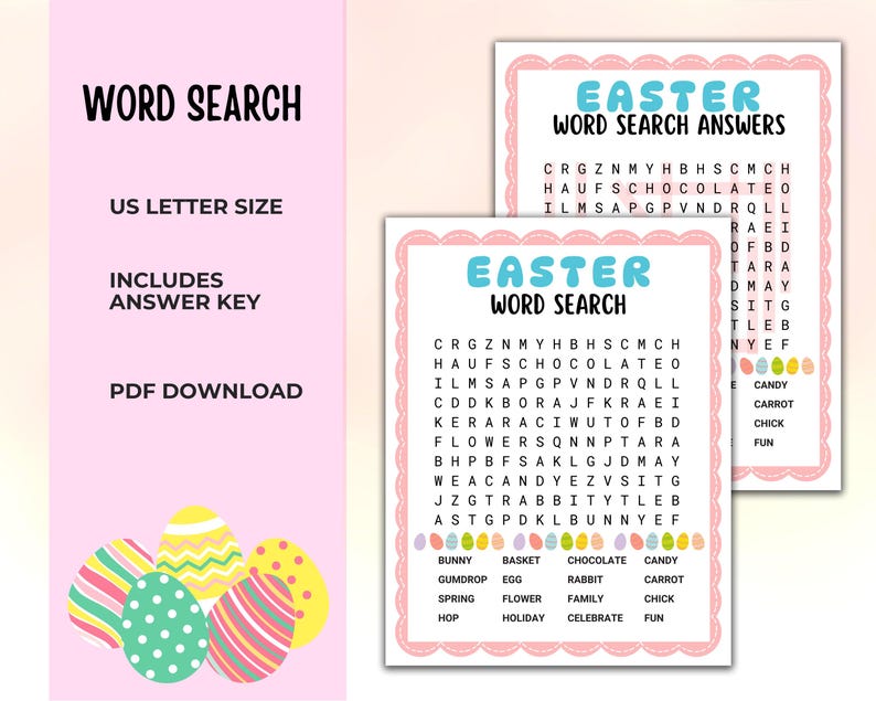 Easter Word Search Puzzle for Kids, Easter Word Find, Kids Easter Games ...