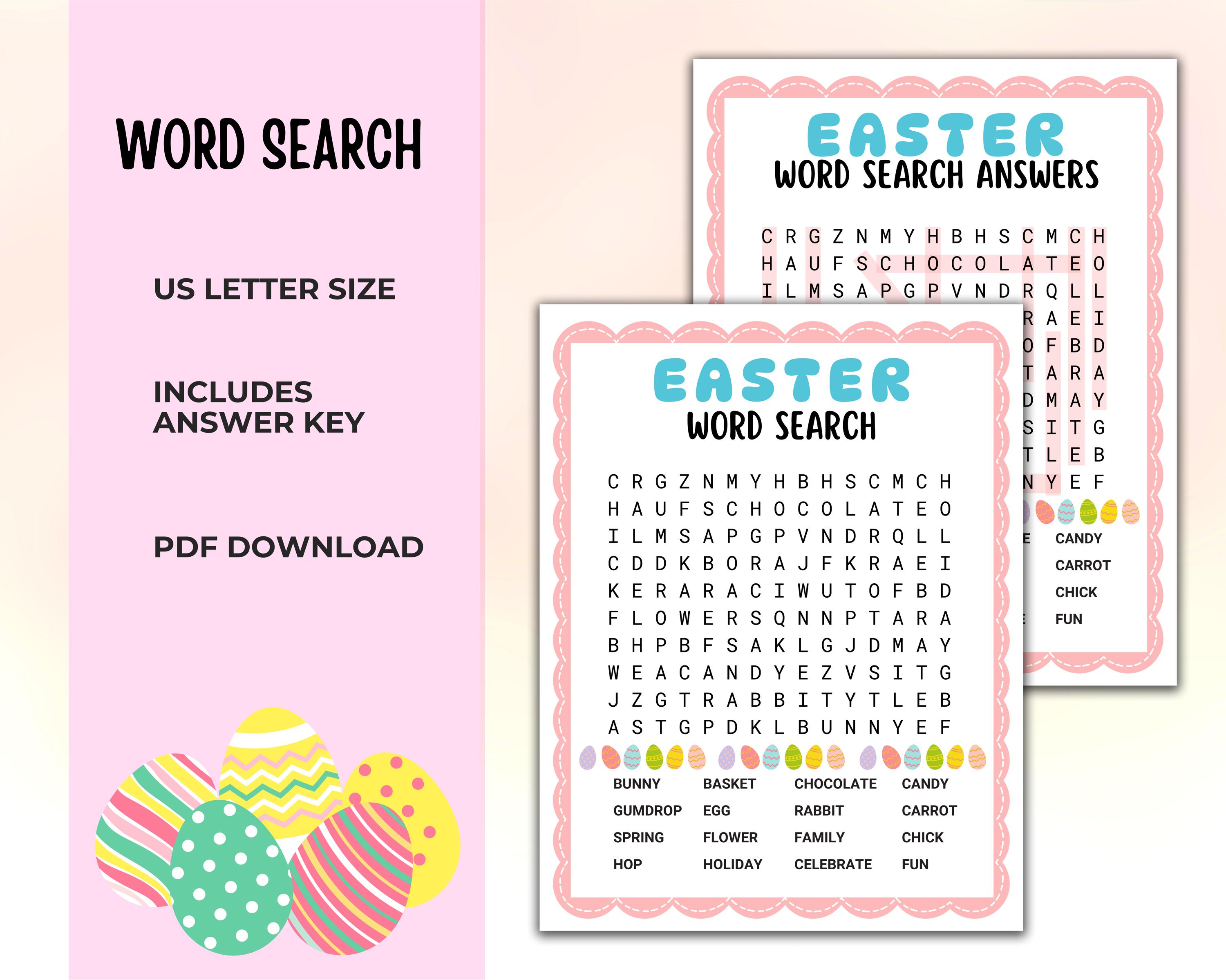 Easter Word Search Puzzle, Easter Word Find, Kids Easter Games ...