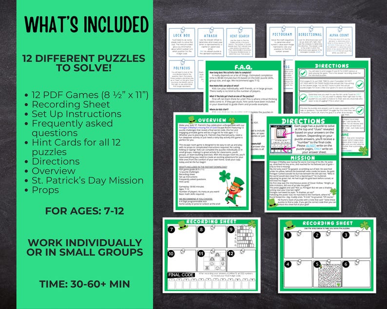St Patrick's Day Escape Room for Kids, Printable Escape Room for Kids ...