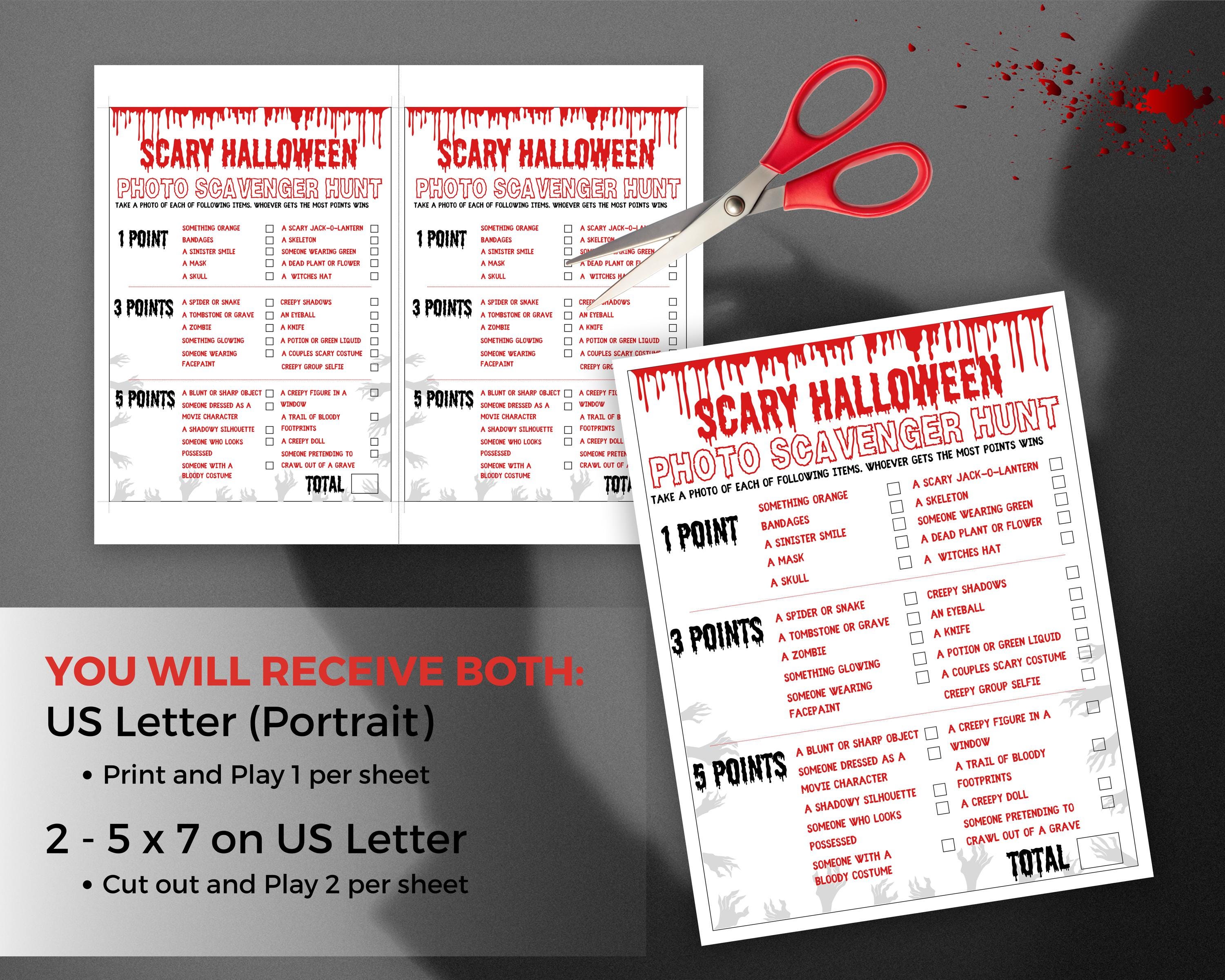 Scary Halloween Scavenger Hunt, Scary Halloween Games, Spooky Scavenger ...
