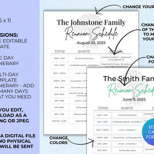 Editable Family Reunion Itinerary Template, Family Reunion Agenda ...