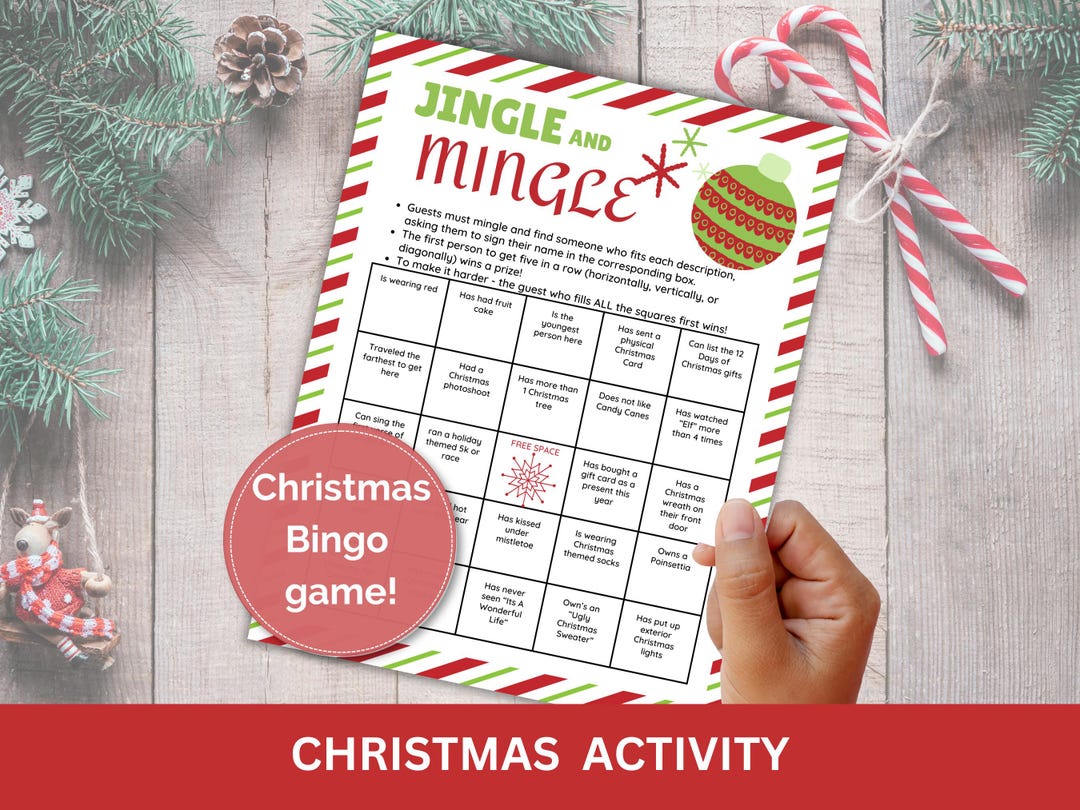 Christmas Bingo, Christmas Mingle Bingo, Christmas Games, Holiday Bingo ...