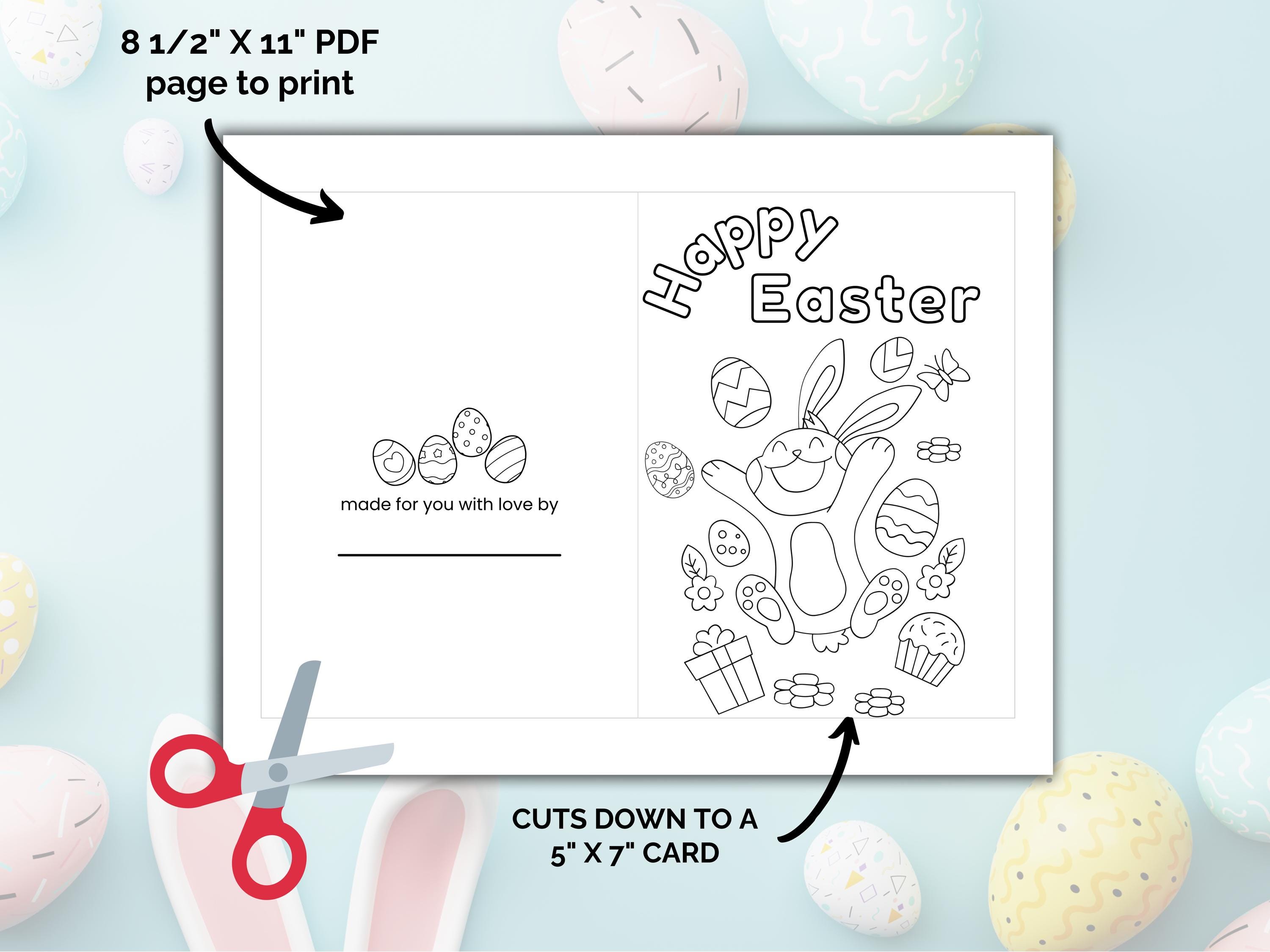 Kids Easter Coloring Cards, Printable Easter Crafts, Children's ...