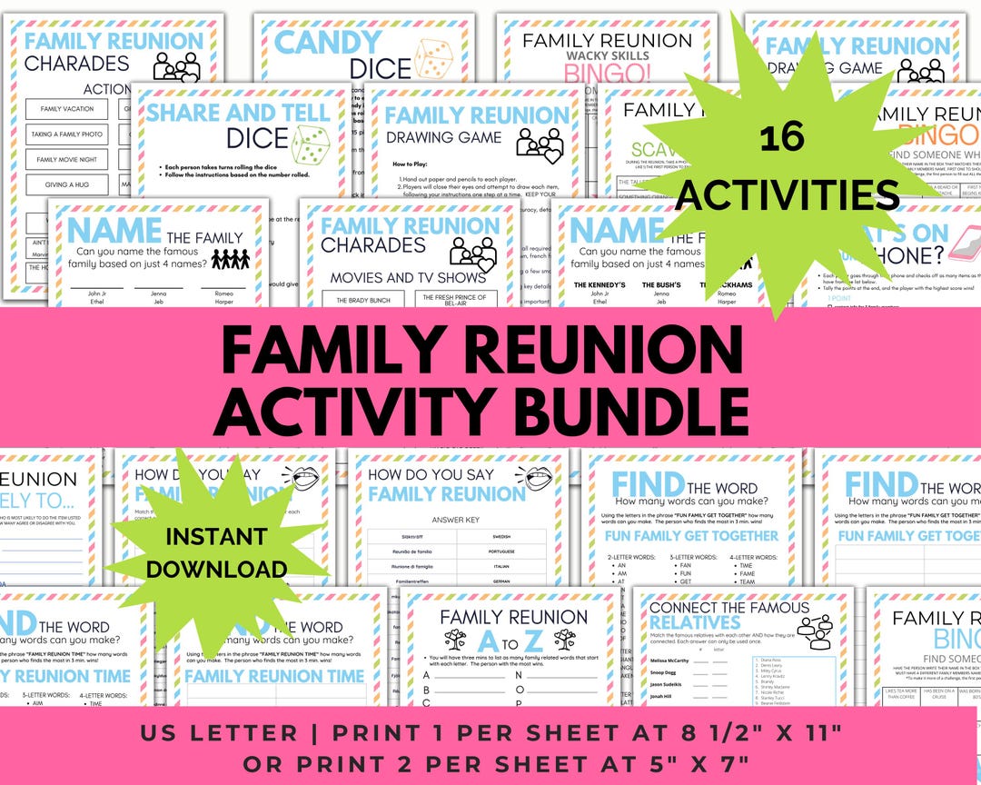 Family Reunion Activity Pack, Family Activity, Reunion Games Bundle ...