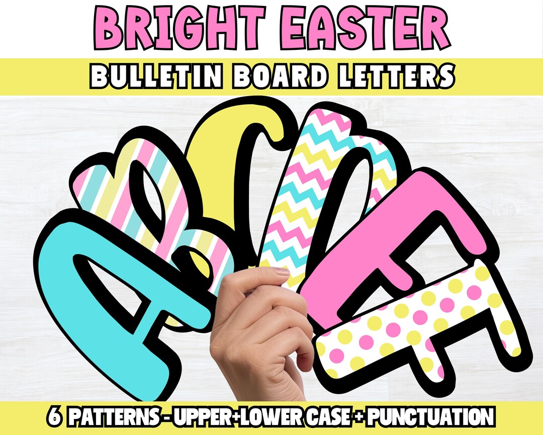 Bright Easter Bulletin Board Letters, Bright Spring Colors Bulletin ...