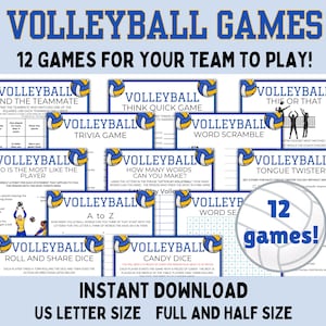 Printable Volleyball Games, Volleyball Team Building Games, Volleyball ...