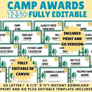 Editable Camp Awards, Funny Camp Awards, Summer Camp Awards, Camp ...