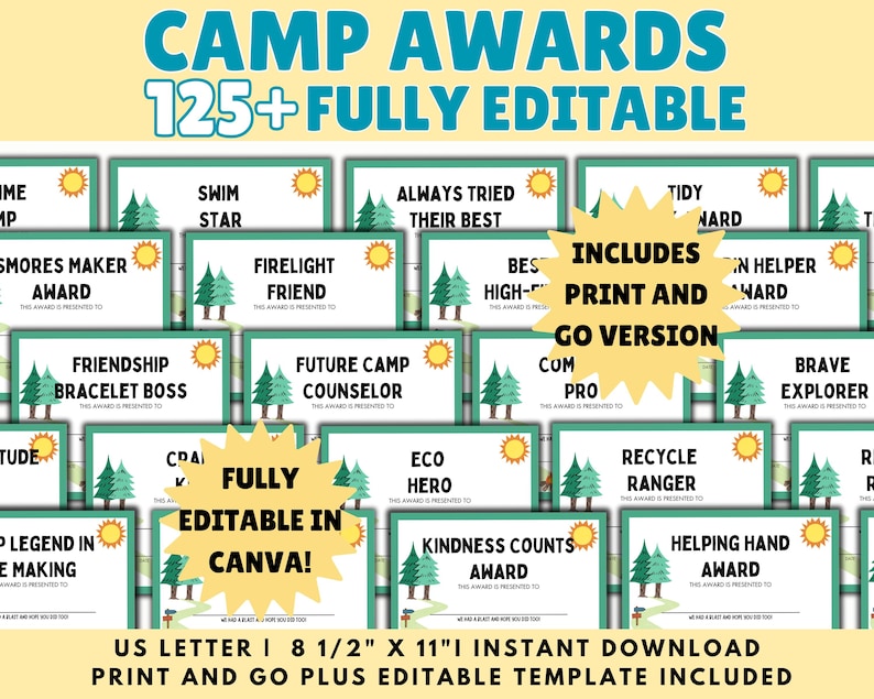 Editable Camp Awards, Funny Camp Awards, Summer Camp Awards, Camp ...