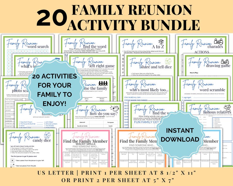 Family Reunion Activities, Family Reunion Games, Reunion Bingo Game ...