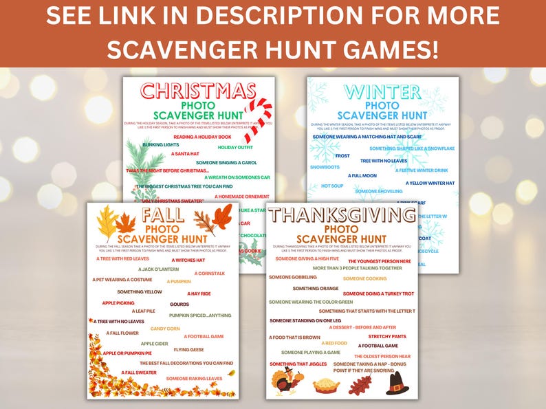 Thanksgiving Scavenger Hunt, Printable Friendsgiving Game, Thanksgiving ...