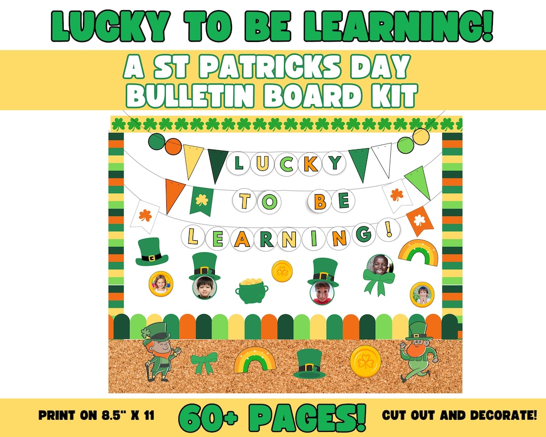St Patricks Day Bulletin Board Kit, Lucky to Be Learning Bulletin Board ...