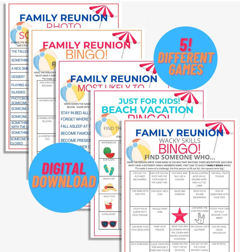 Family Reunion Game Pack, Family Reunion Games, Downloadable Reunion ...