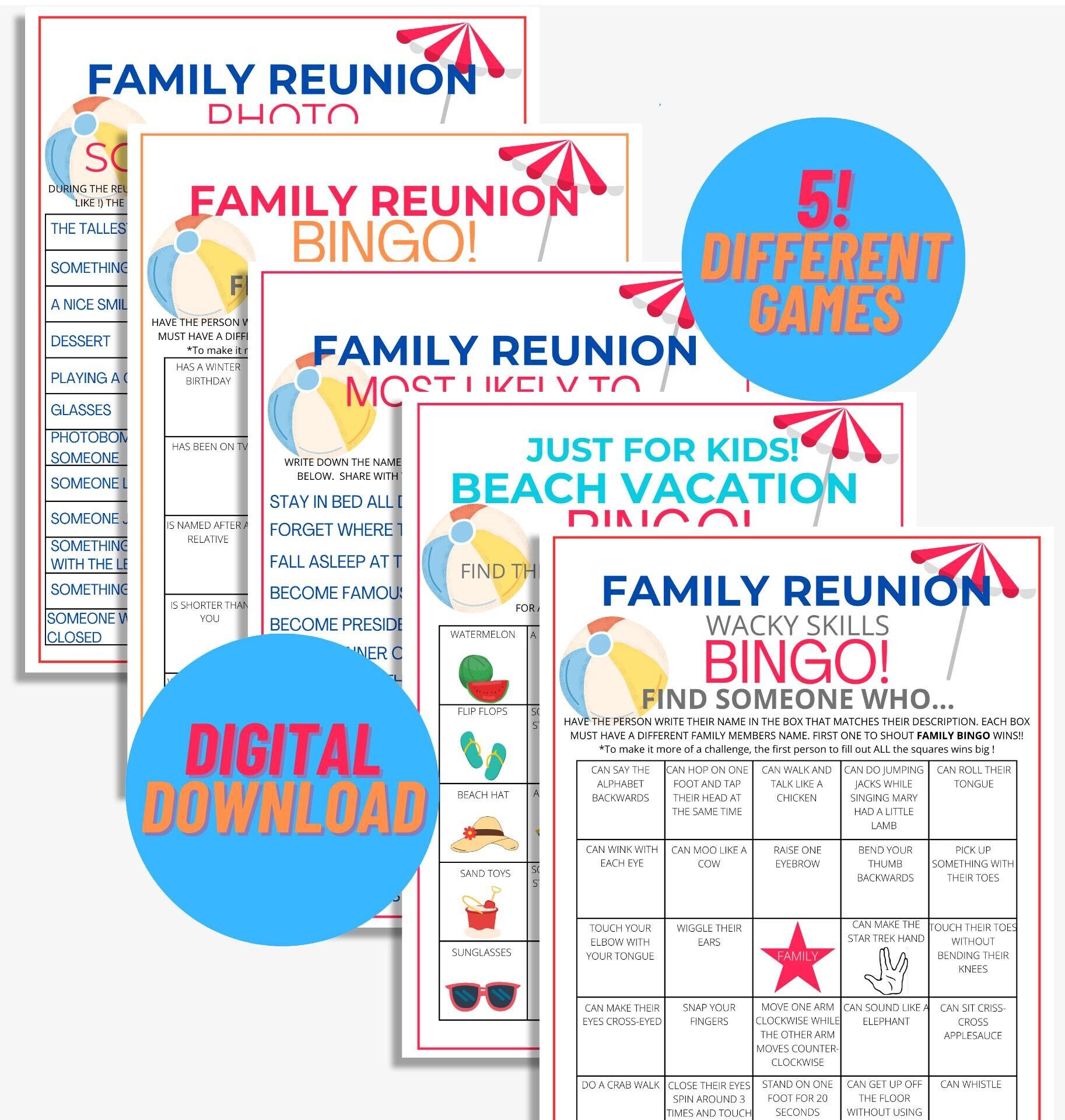 Family Reunion Game Pack, Family Reunion Games, Downloadable Reunion ...