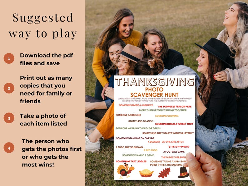 Thanksgiving Scavenger Hunt, Printable Friendsgiving Game, Thanksgiving ...