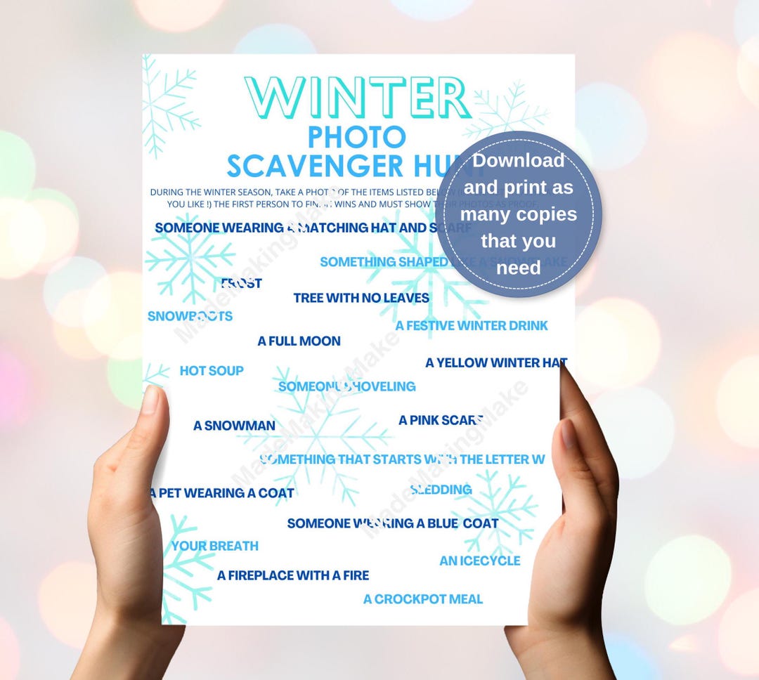 Winter Photo Scavenger Hunt, Family Winter Activities, Photo Scavenger ...