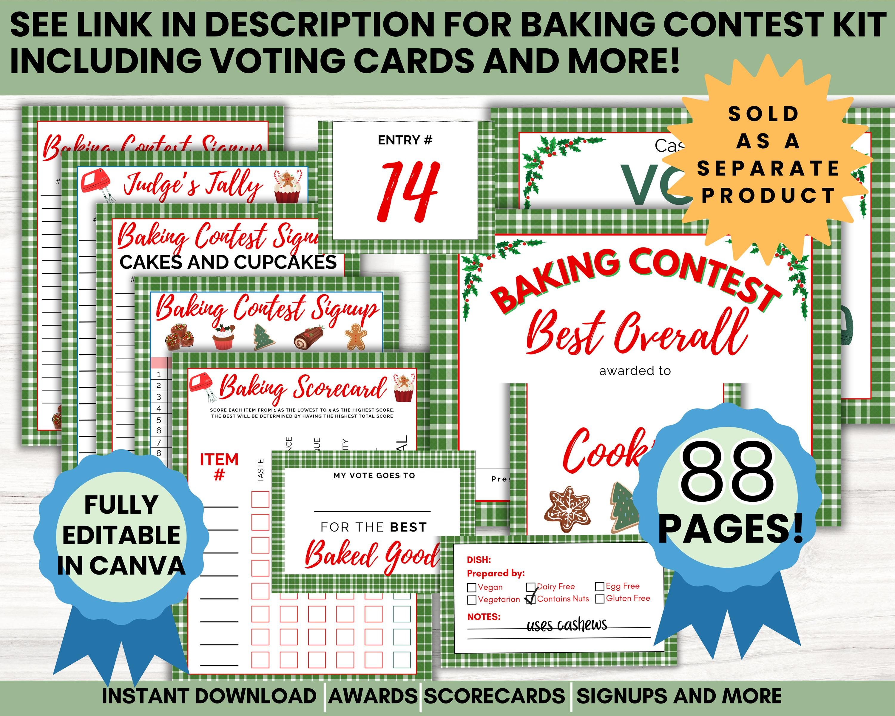 Editable Holiday Baking Contest Awards, Baking Competition Certificates ...