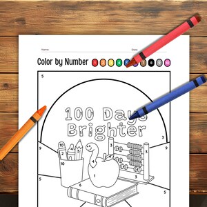 100th Day of School Color by Number, Kids 100th Day of School Coloring ...