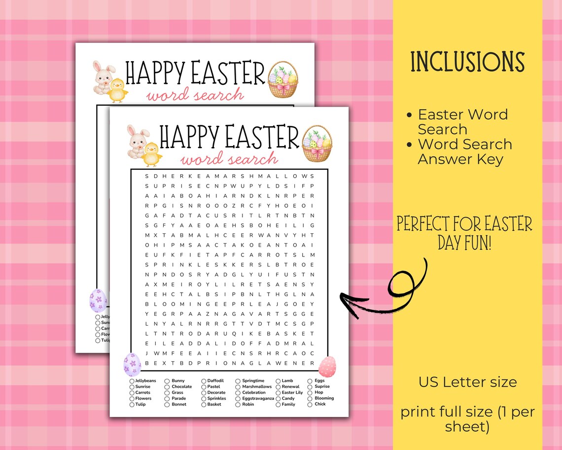 Happy Easter Word Search, Easter Word Search for Adults, Printable ...