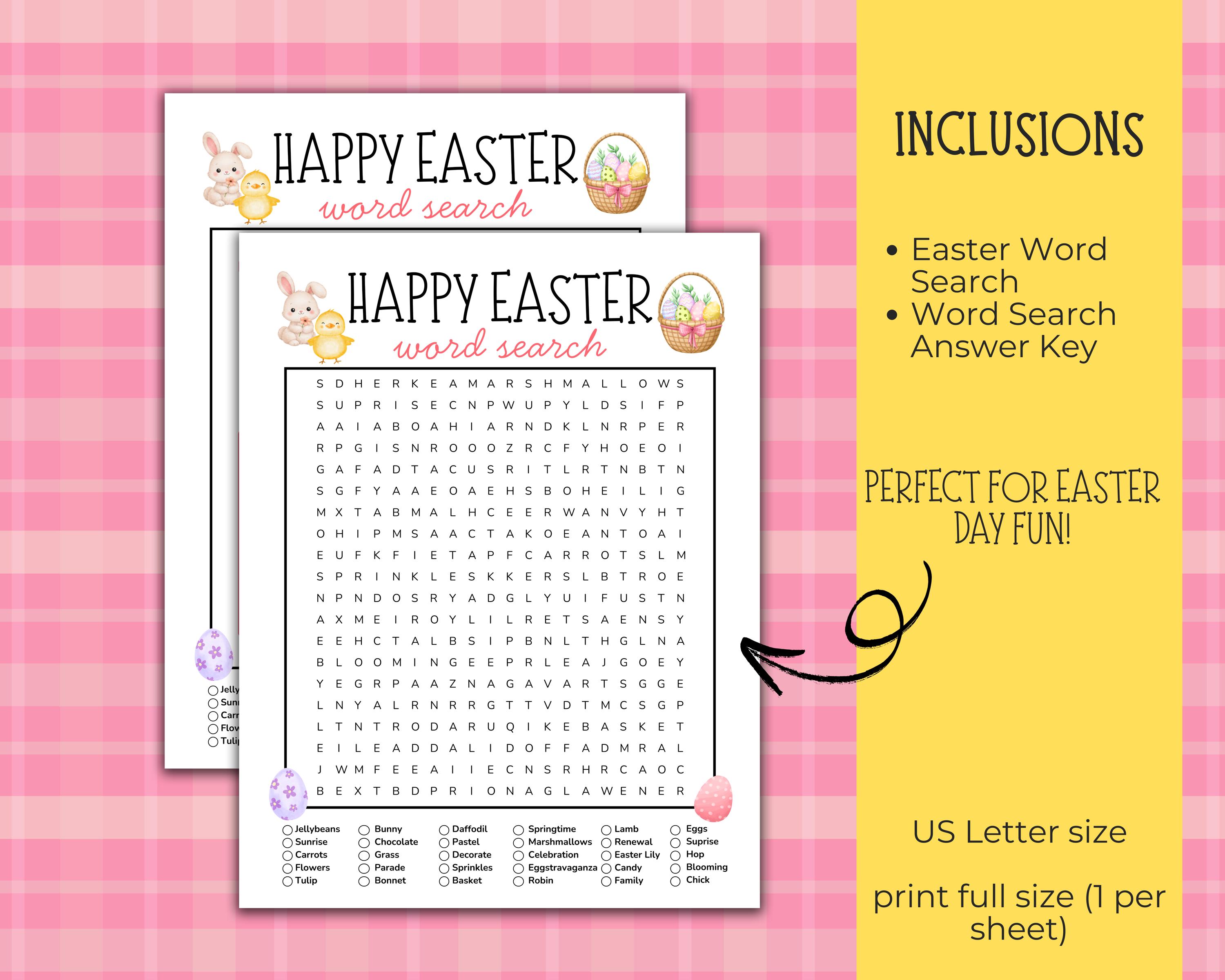 Happy Easter Word Search, Easter Word Search for Adults, Printable ...