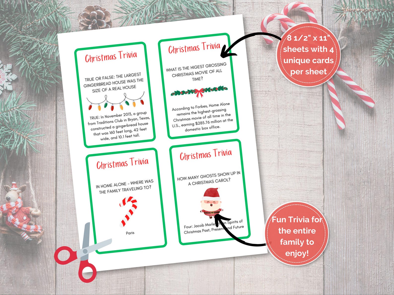 Christmas Trivia Cards, Holiday Trivia Cards, Christmas Trivia ...