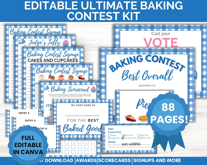 Editable Ultimate Baking Competition Kit, Baking Contest Award ...