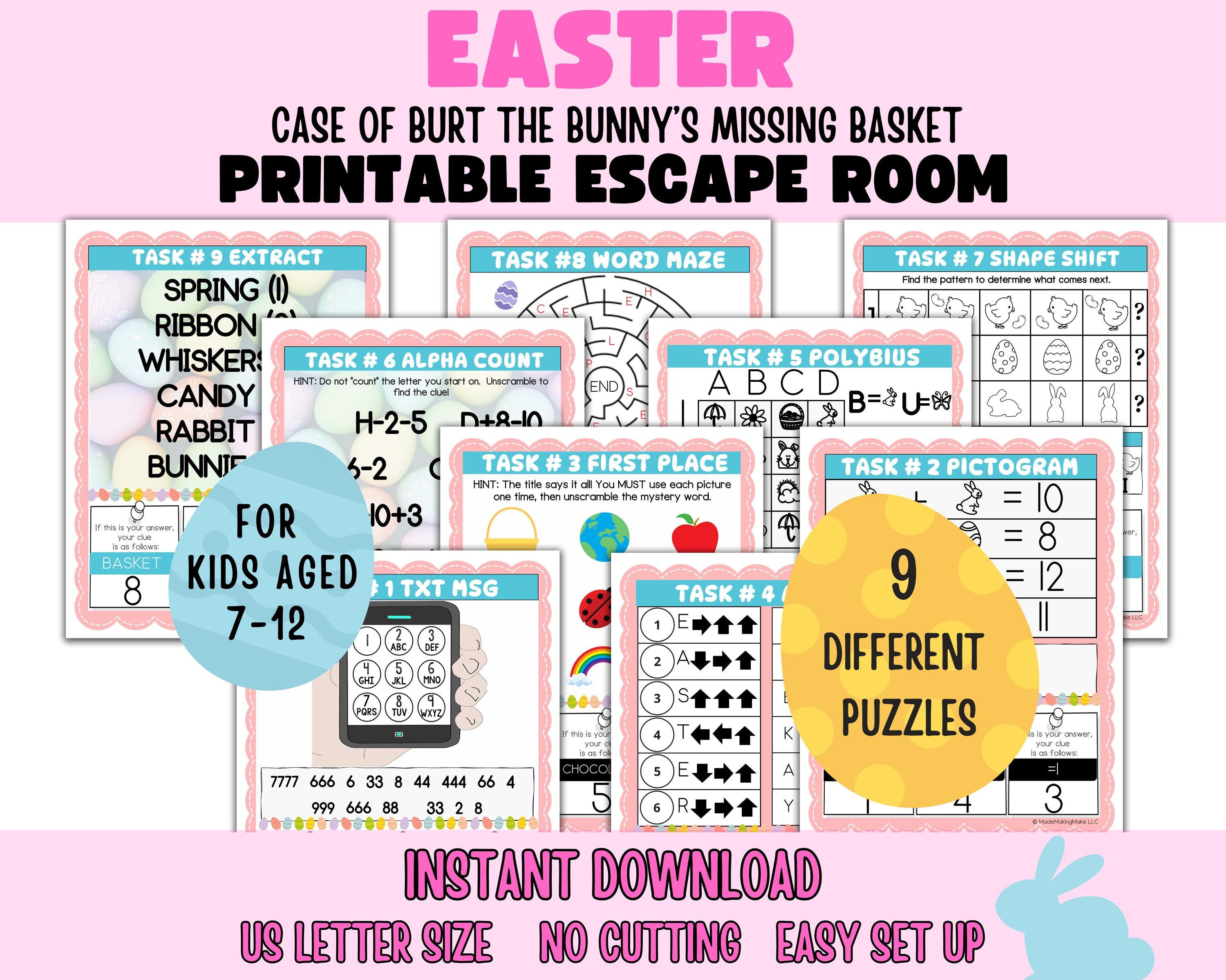 Easter Escape Room for Kids, Printable Escape Room for Kids, Easter ...