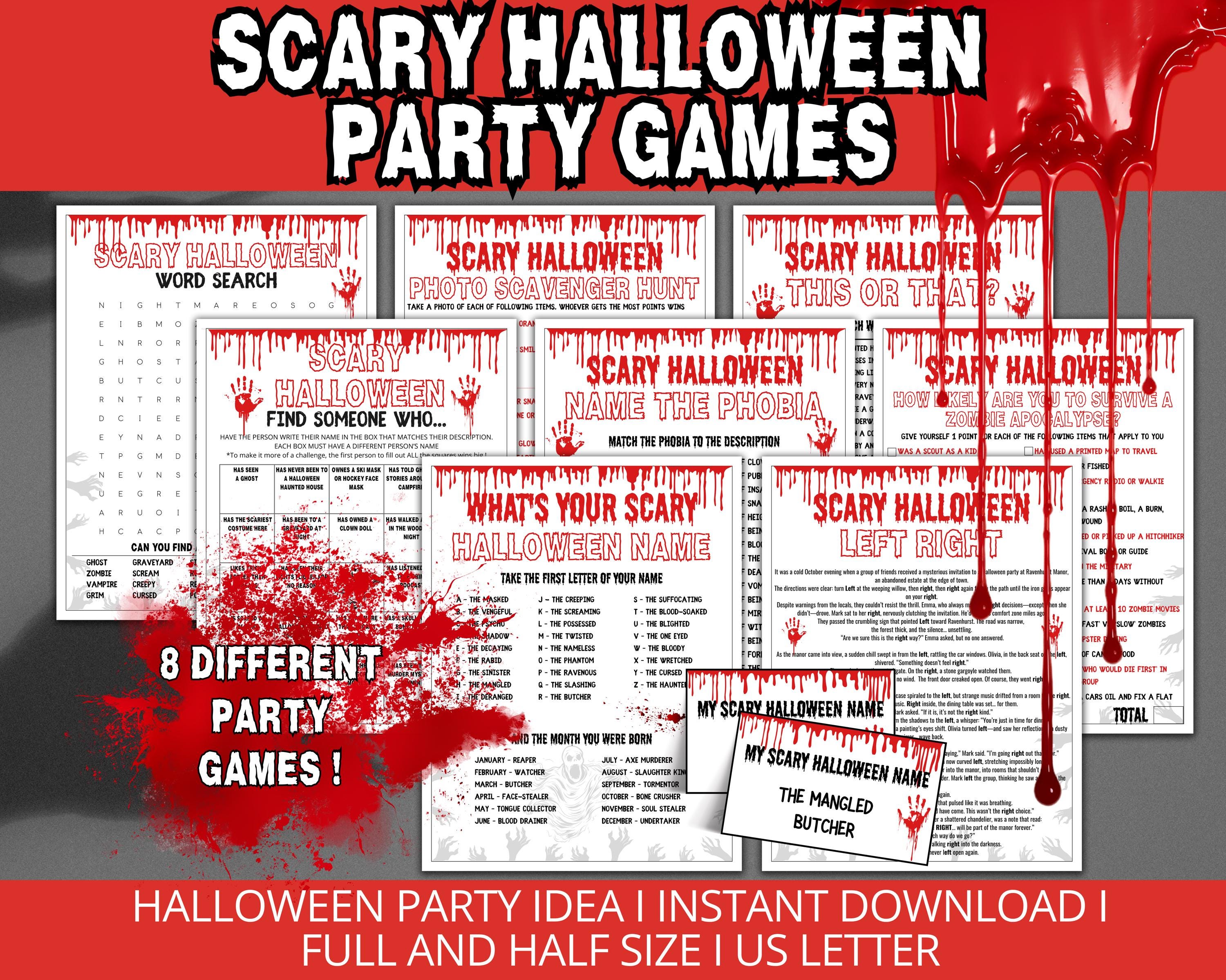 Scary Halloween Game Bundle, Halloween Party Games, Adult Halloween ...