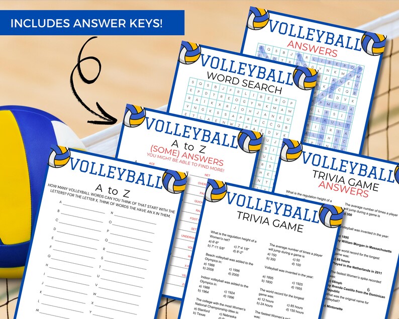Printable Volleyball Games, Volleyball Team Building Games, Volleyball ...