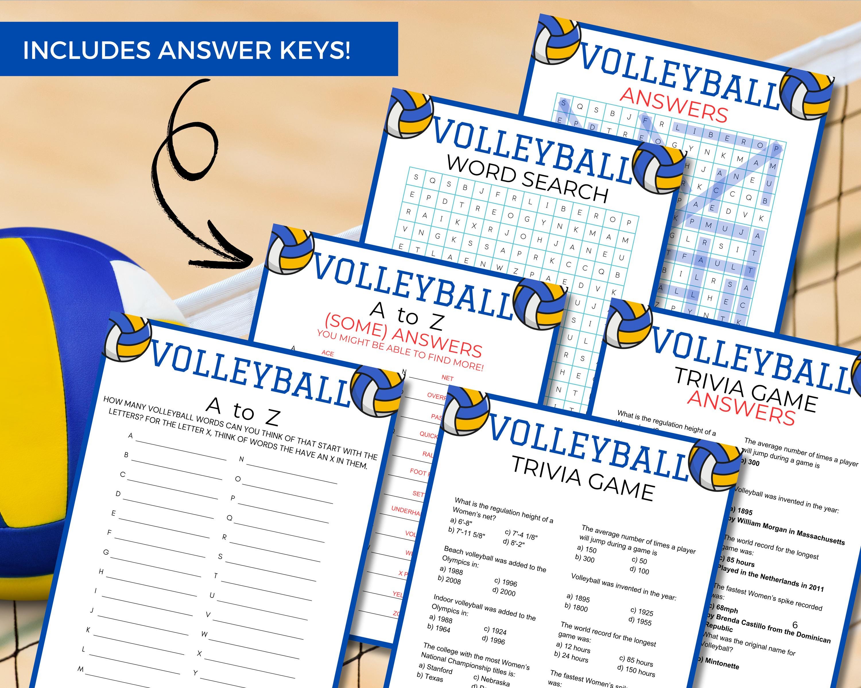 Printable Volleyball Games, Volleyball Team Building Games, Volleyball ...