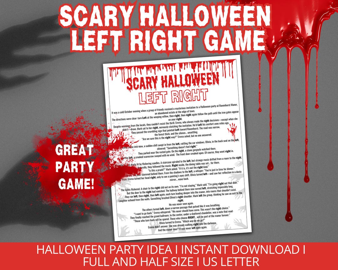 Scary Halloween Left Right Game, Halloween Pass the Prize, Spooky Adult ...