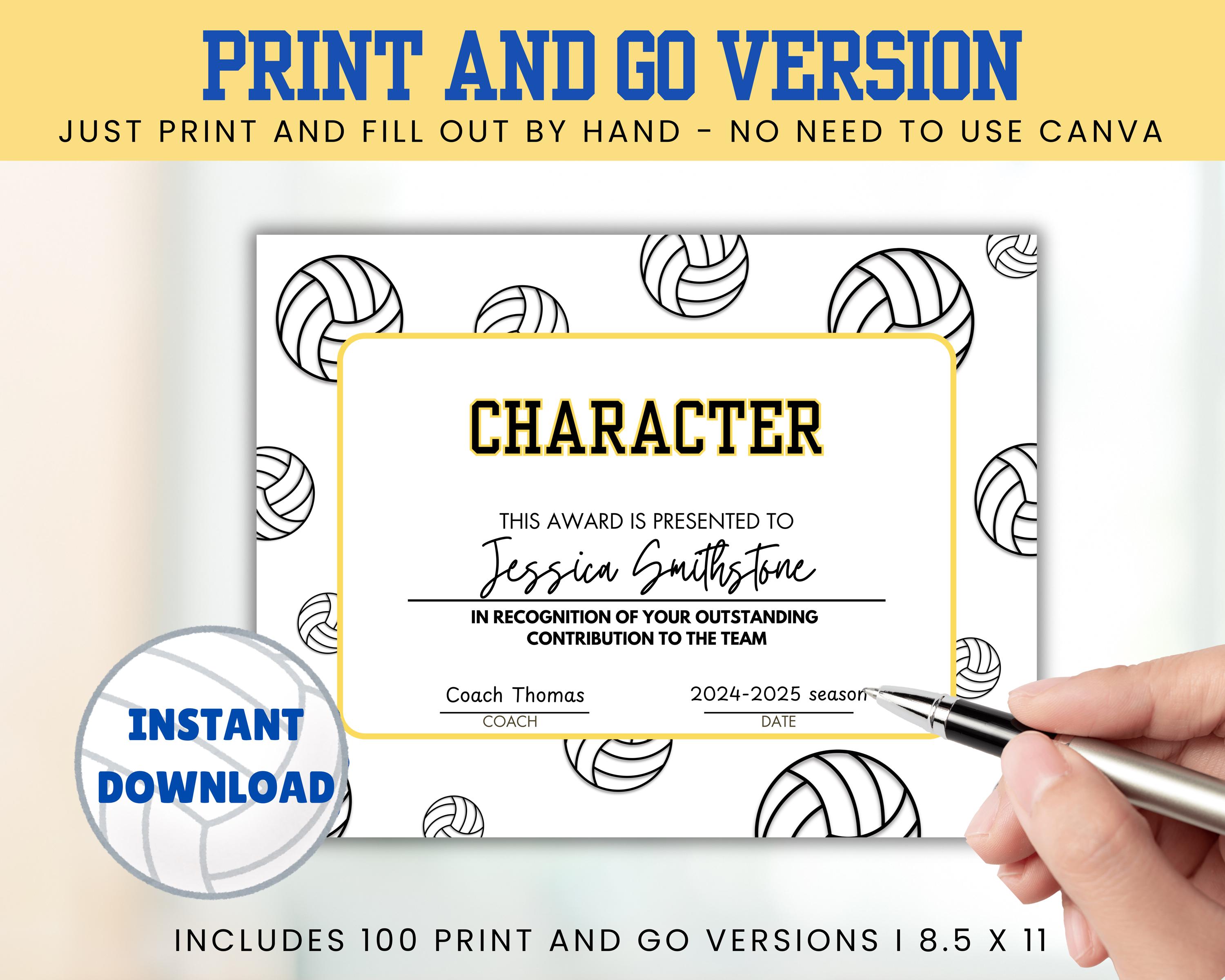 Editable Volleyball Awards, Funny Volleyball Awards, End of Season ...