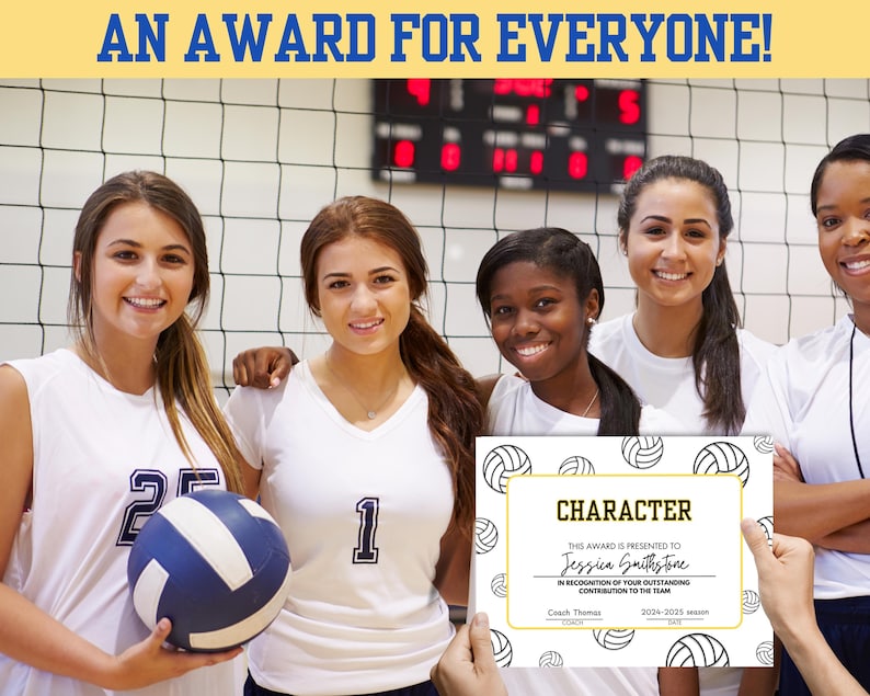 Editable Volleyball Awards, Funny Volleyball Awards, End of Season ...