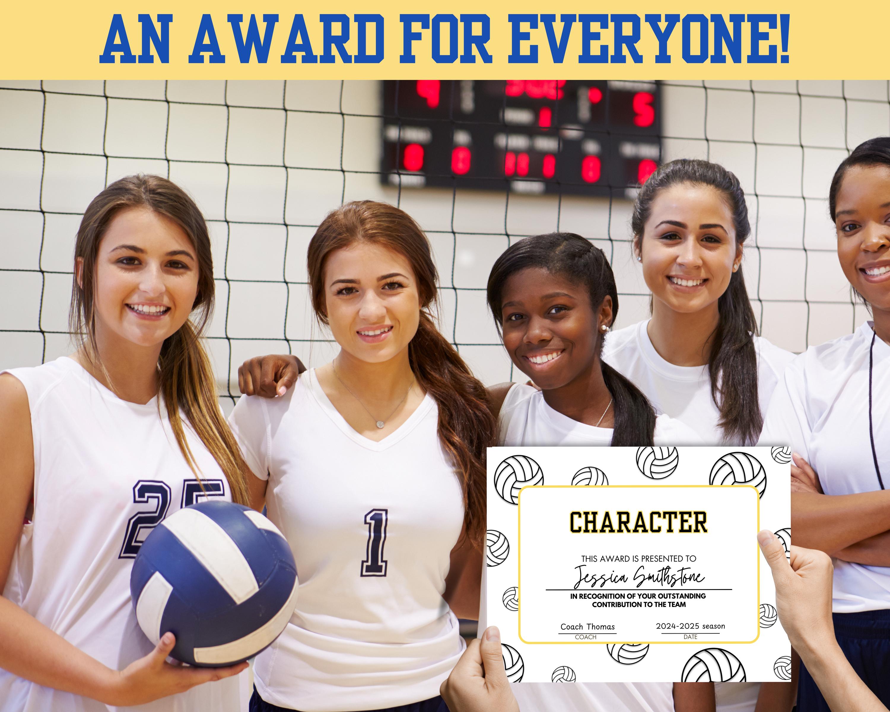 Editable Volleyball Awards, Funny Volleyball Awards, End of Season ...