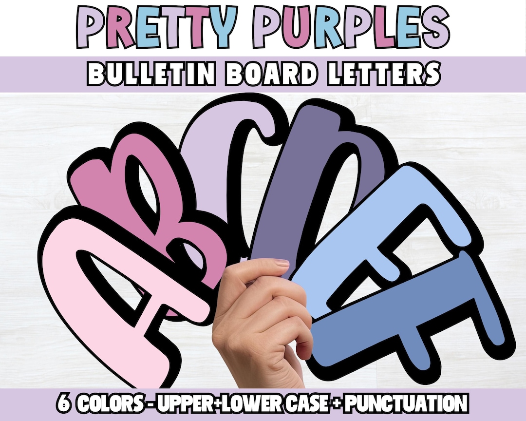 Pretty Purple Bulletin Board Letters, Solid Colors Bulletin Lettering ...
