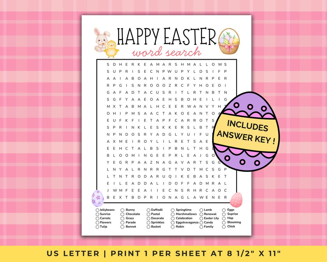 Happy Easter Word Search, Easter Word Search for Adults, Printable ...