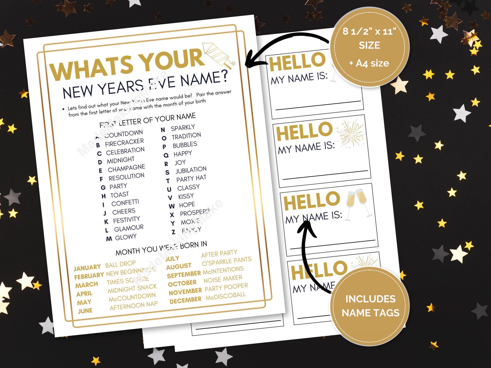 New Years Eve Whats Your Name, New Years Eve Game, New Years Eve Party ...