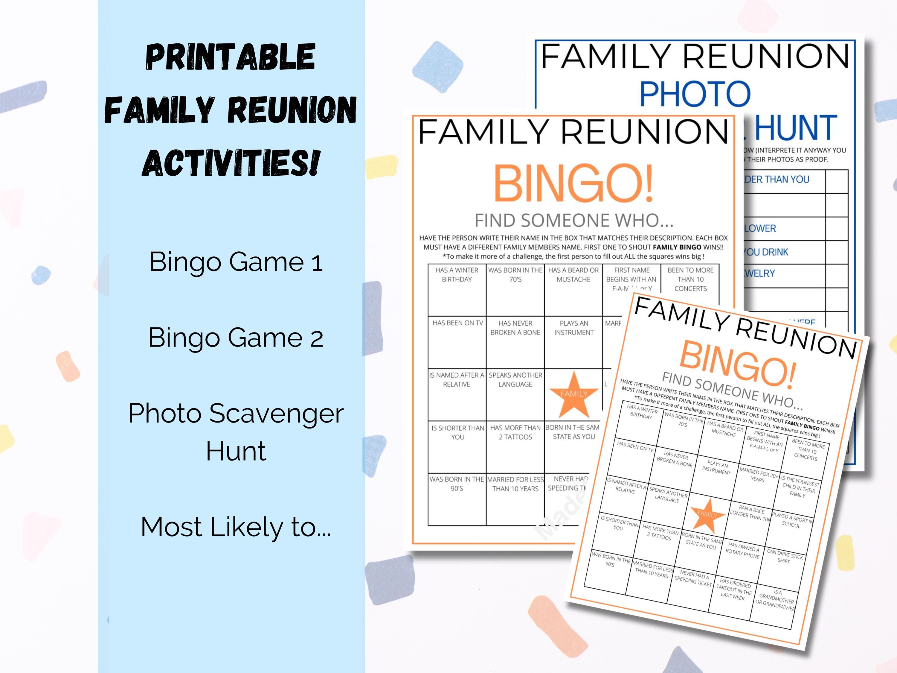 Family Reunion Activity Pack, Family Activity, Reunion Games, Reunion ...