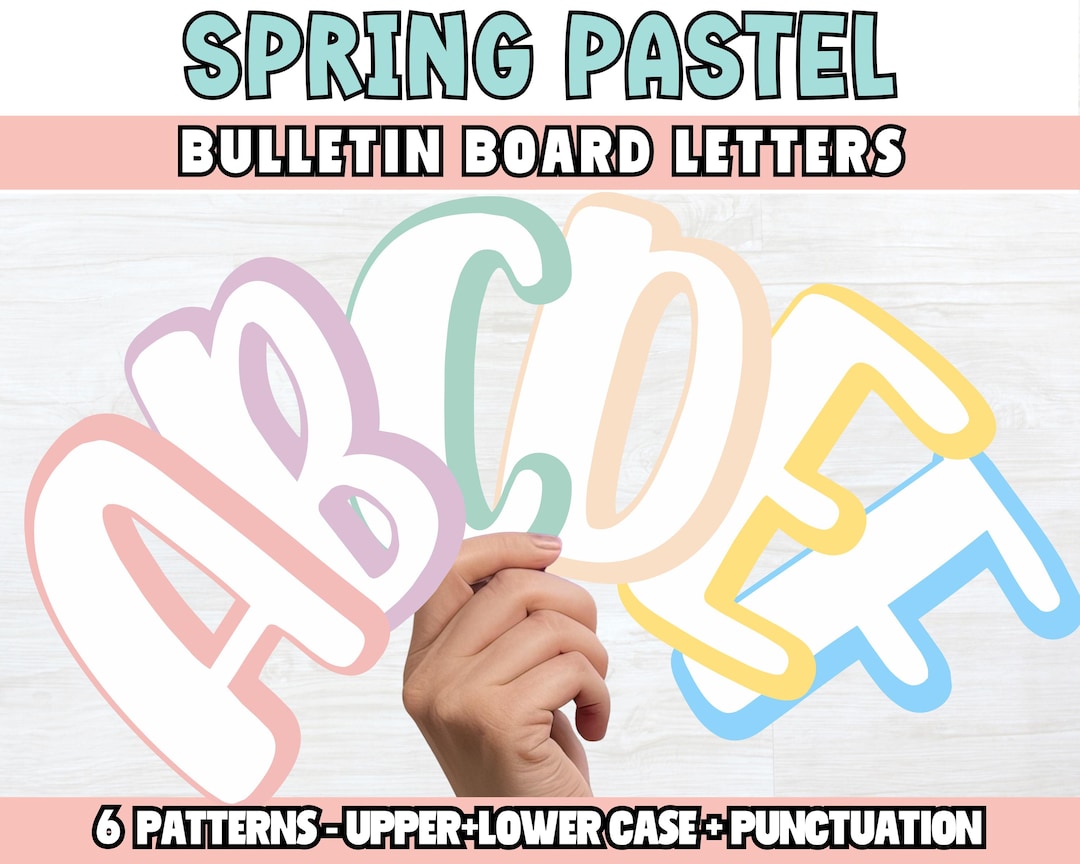 Spring Pastels Bulletin Board Letters, Pastel Colors Bulletin Lettering ...