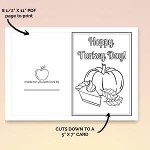 Thanksgiving Kids Coloring Cards, Kids Thanksgiving Craft Activity ...