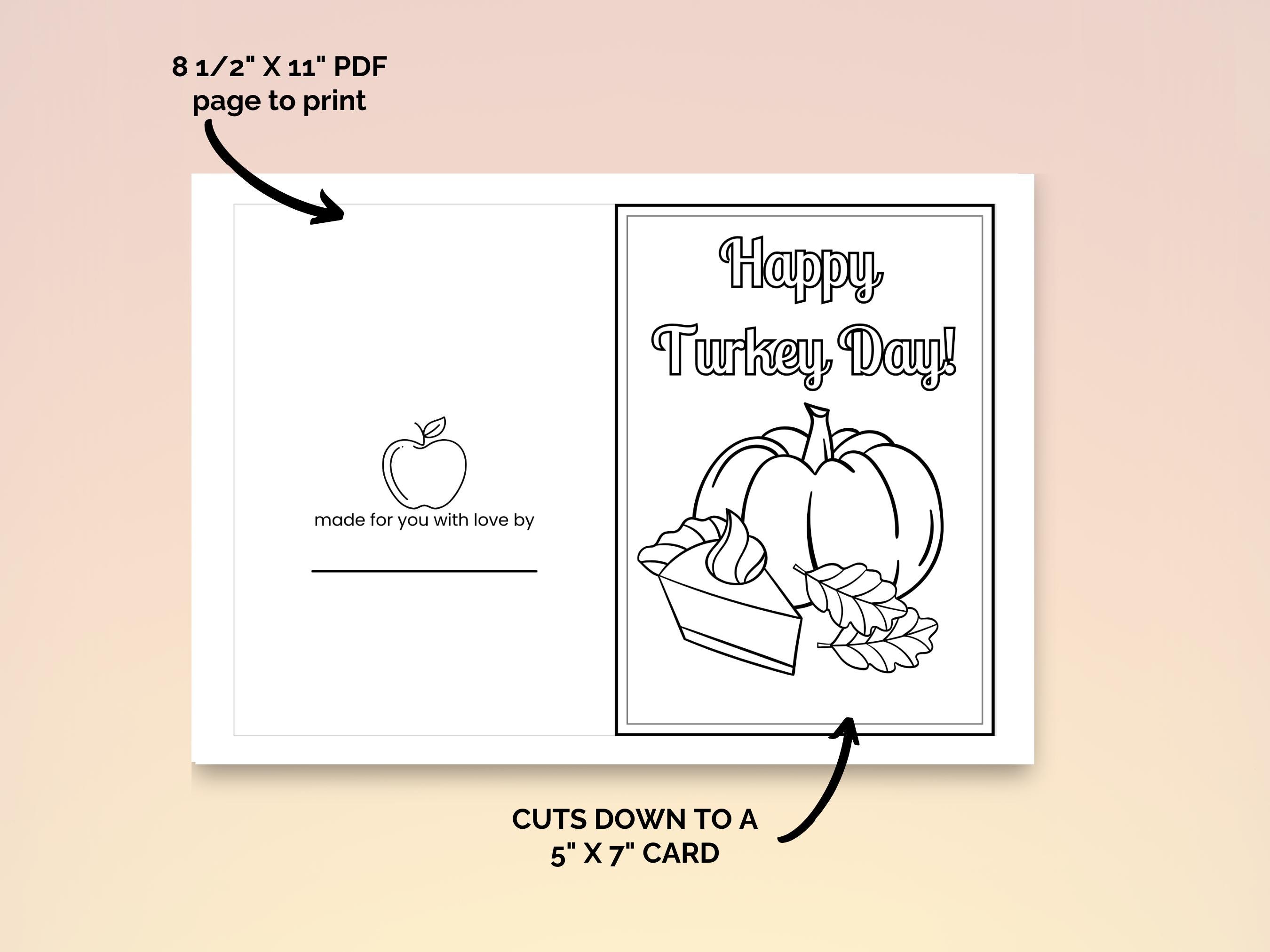 Thanksgiving Kids Coloring Cards, Kids Thanksgiving Craft Activity ...