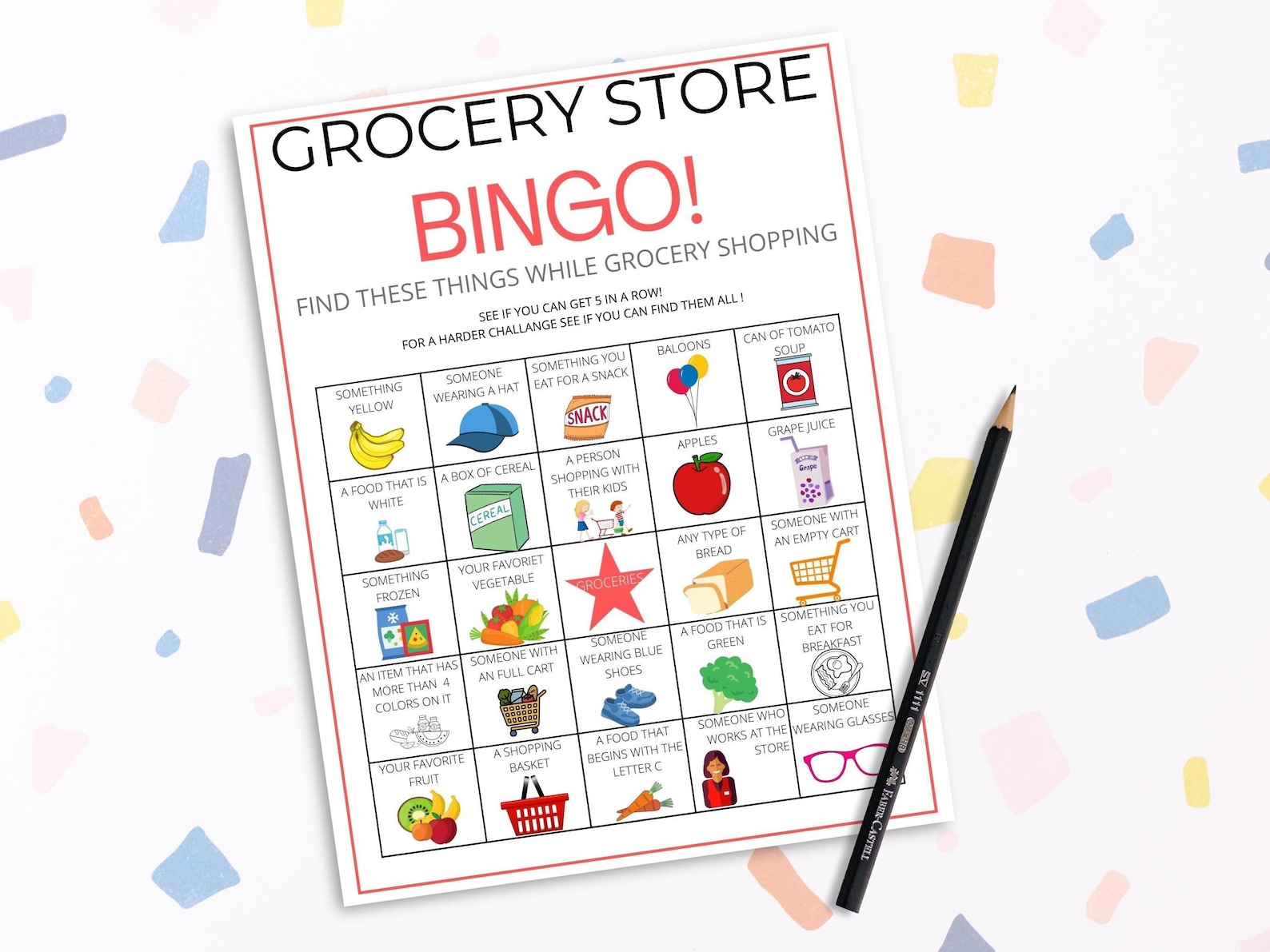 Kids Grocery Store Bingo Game, Kids Printable Game, Kids Bingo Game ...